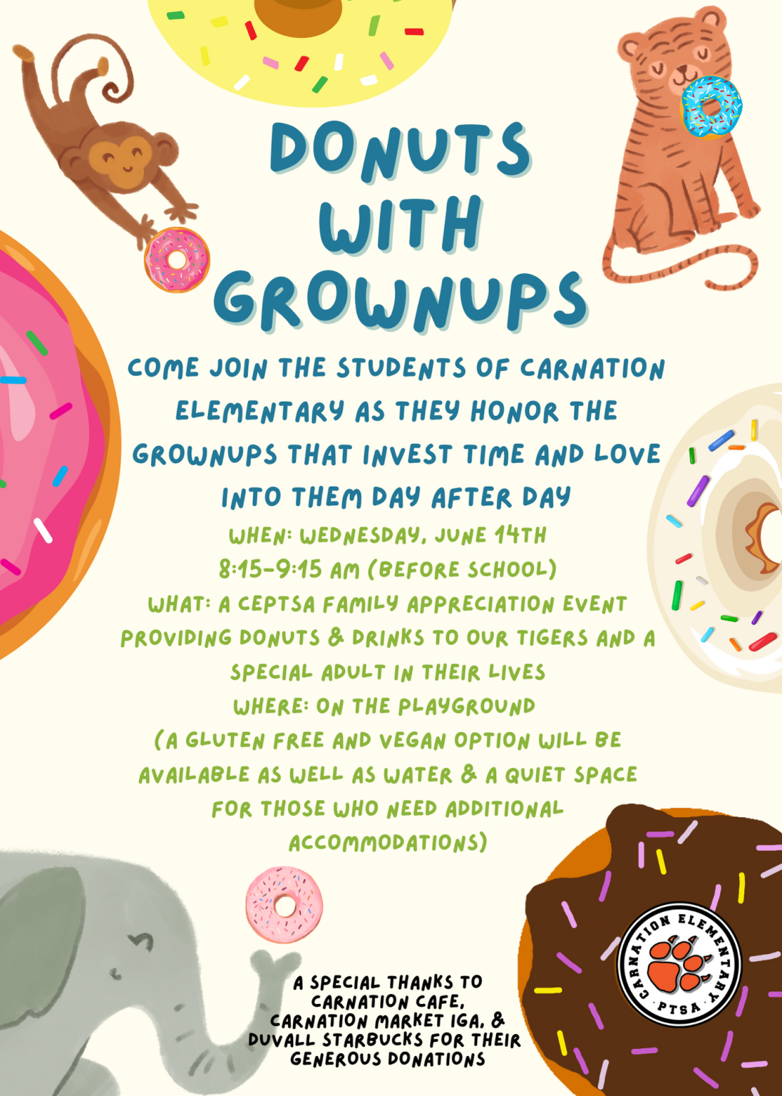 DONUTS WITH GROWNUPS EVENT - Carnation Elementary PTSA