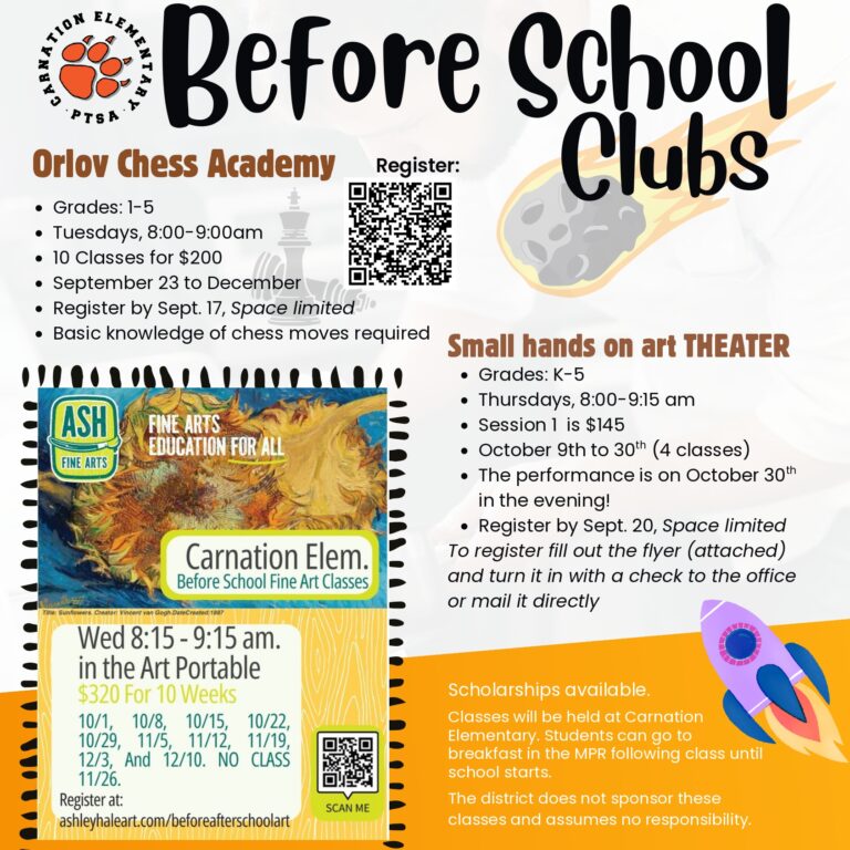 Enrichment Classes - Carnation Elementary PTSA