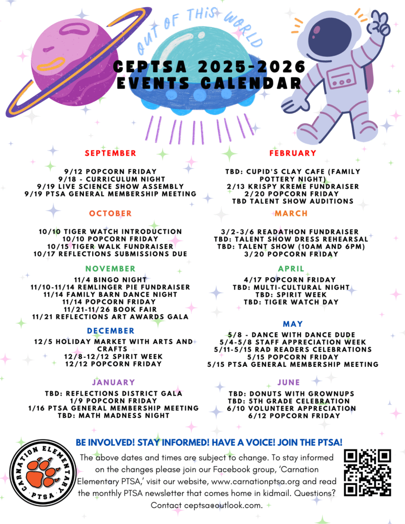 Event Calendars - Carnation Elementary PTSA